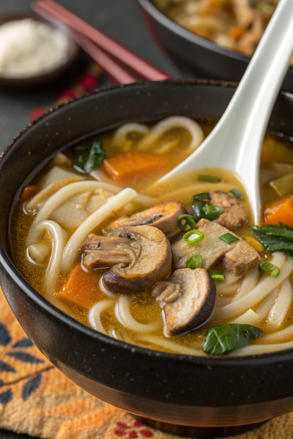 Miso Udon Noodle Soup with Teriyaki Mushrooms 2026