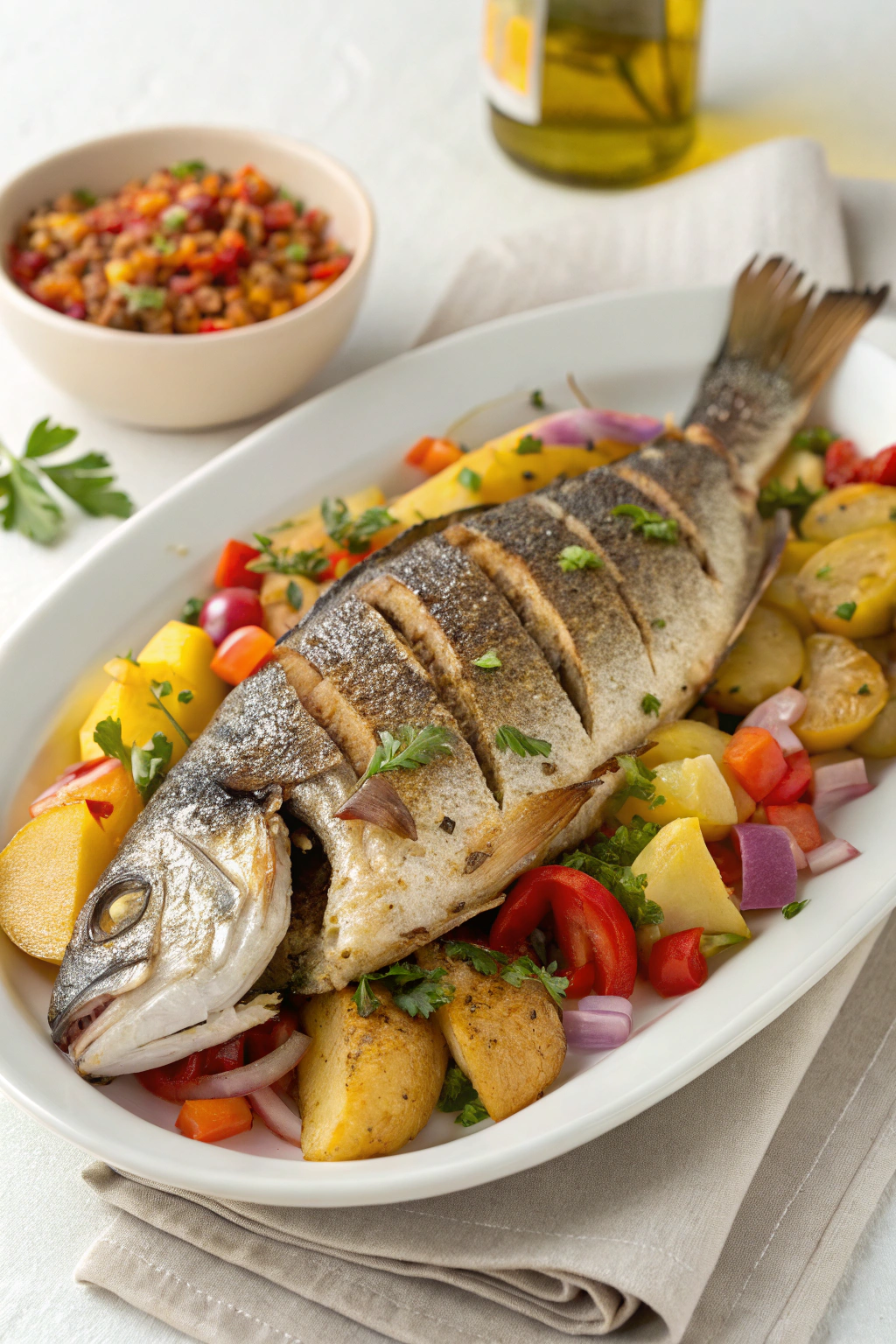 Oven Baked Mediterranean Branzino with potatoes 2026